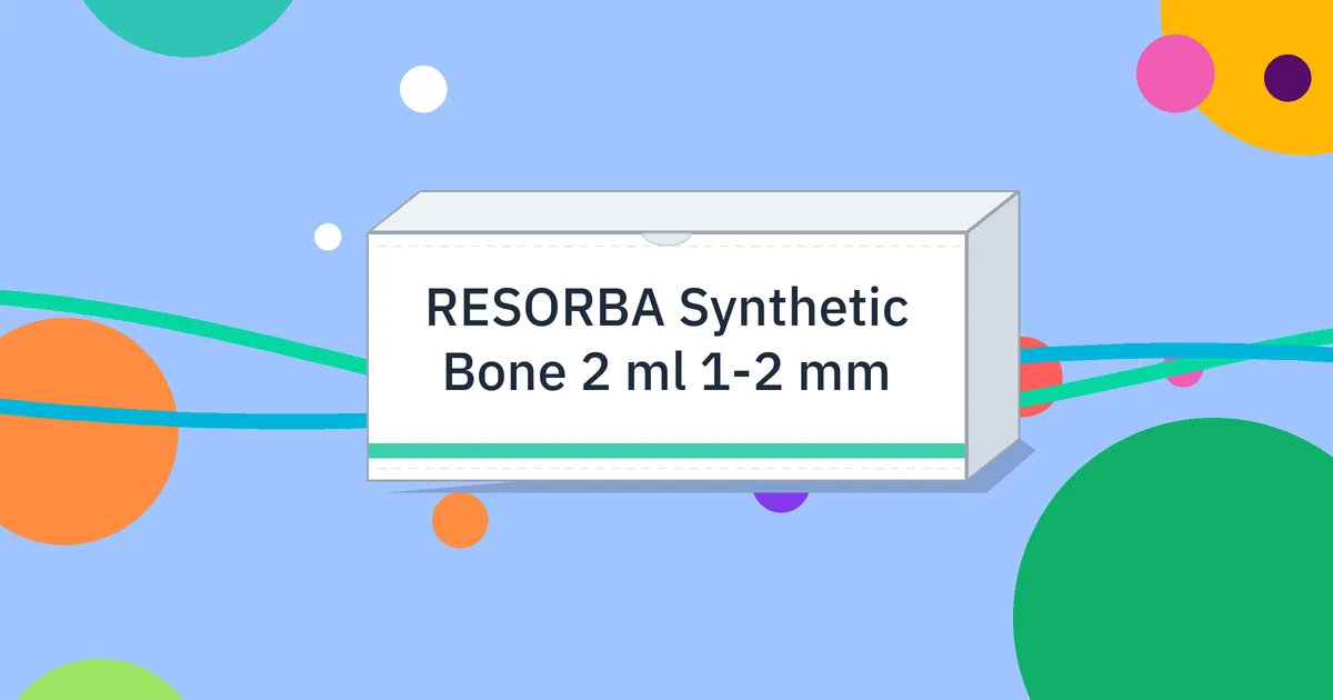 Symbolbild: Packung mit der Aufschrift RESORBA Synthetic Bone 2 ml 1-2 mm (PZN 16857553) – Verfügbarkeit und Bezug in Apotheken in Frankfurt am Main