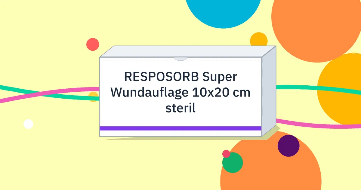 Symbolbild: Packung mit der Aufschrift RESPOSORB Super Wundauflage 10x20 cm steril (PZN 12484747) – Verfügbarkeit und Bezug in Apotheken in Frankfurt am Main
