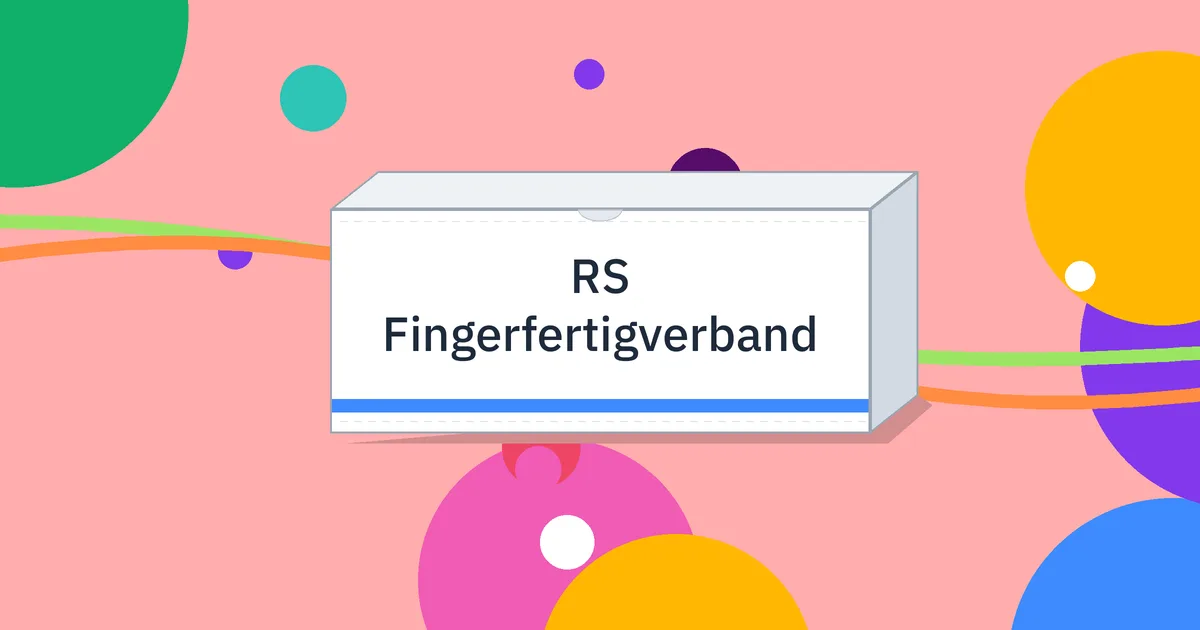 Symbolbild: Packung mit der Aufschrift RS Fingerfertigverband (PZN 04871217) – Verfügbarkeit und Bezug in Apotheken in Frankfurt am Main