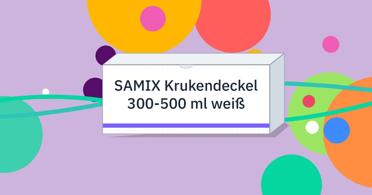 Symbolbild: Packung mit der Aufschrift SAMIX Krukendeckel 300-500 ml weiß (PZN 19988089) – Verfügbarkeit und Bezug in Apotheken in Frankfurt am Main