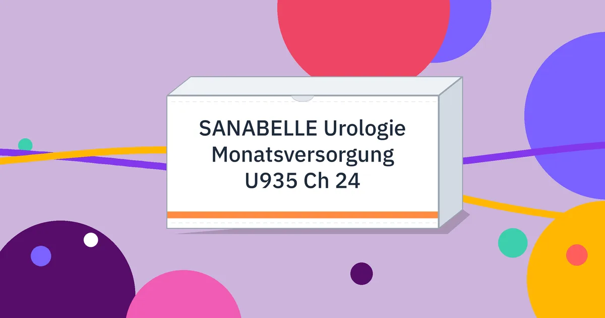 Symbolbild: Packung mit der Aufschrift SANABELLE Urologie Monatsversorgung U935 Ch 24 (PZN 16039412) – Verfügbarkeit und Bezug in Apotheken in Frankfurt am Main