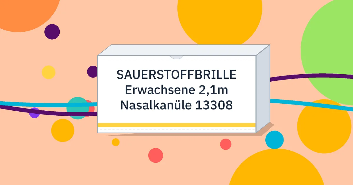 Symbolbild: Packung mit der Aufschrift SAUERSTOFFBRILLE Erwachsene 2,1m Nasalkanüle 13308 (PZN 20344049) – Verfügbarkeit und Bezug in Apotheken in Frankfurt am Main