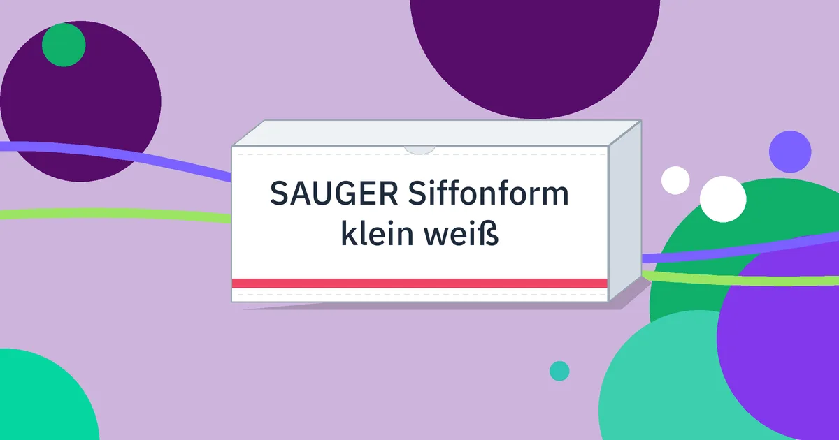 Symbolbild: Packung mit der Aufschrift SAUGER Siffonform klein weiß (PZN 01724415) – Verfügbarkeit und Bezug in Apotheken in Frankfurt am Main