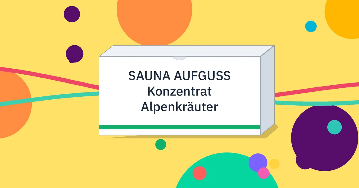 Symbolbild: Packung mit der Aufschrift SAUNA AUFGUSS Konzentrat Alpenkräuter (PZN 01748002) – Verfügbarkeit und Bezug in Apotheken in Frankfurt am Main