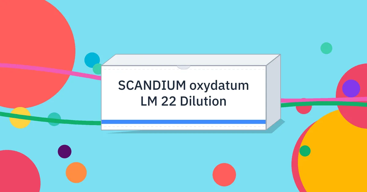 Symbolbild: Packung mit der Aufschrift SCANDIUM oxydatum LM 22 Dilution (PZN 13183657) – Verfügbarkeit und Bezug in Apotheken in Frankfurt am Main