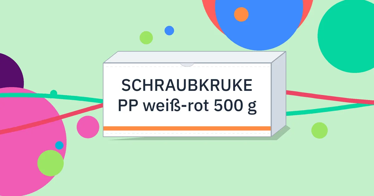 Symbolbild: Packung mit der Aufschrift SCHRAUBKRUKE PP weiß-rot 500 g (PZN 18015166) – Verfügbarkeit und Bezug in Apotheken in Frankfurt am Main