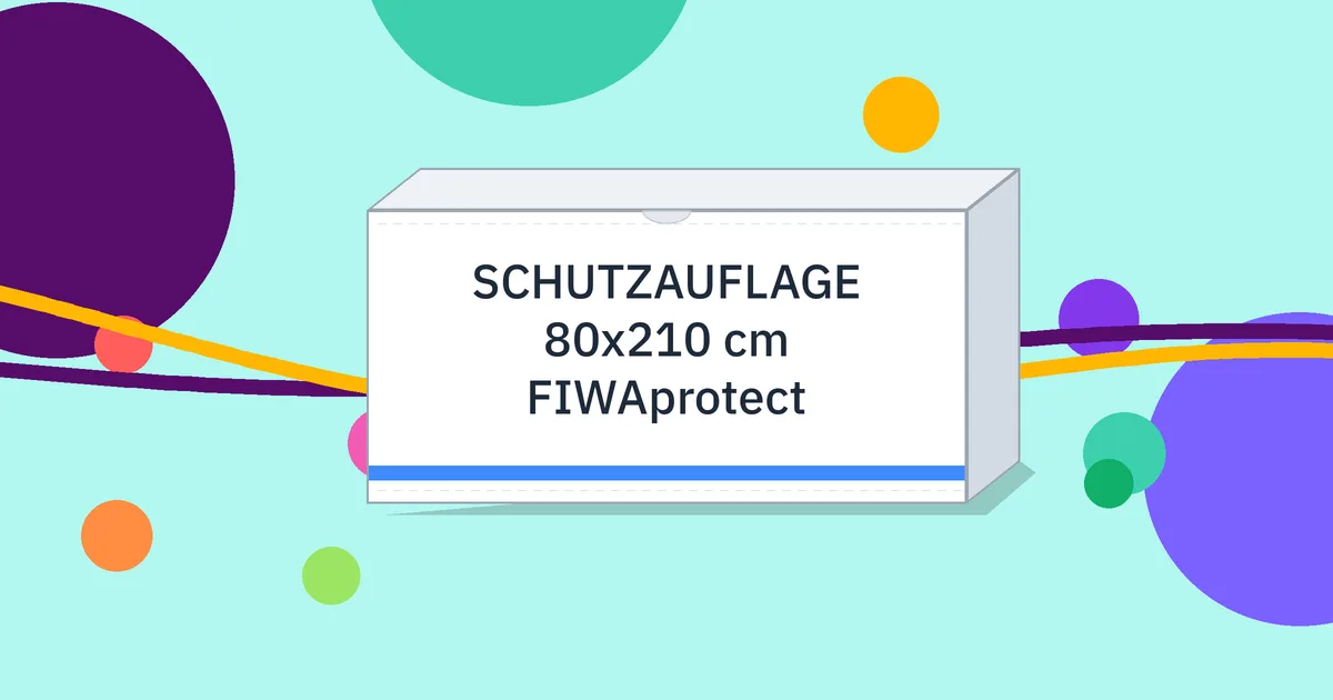 Symbolbild: Packung mit der Aufschrift SCHUTZAUFLAGE 80x210 cm FIWAprotect (PZN 11859783) – Verfügbarkeit und Bezug in Apotheken in Frankfurt am Main