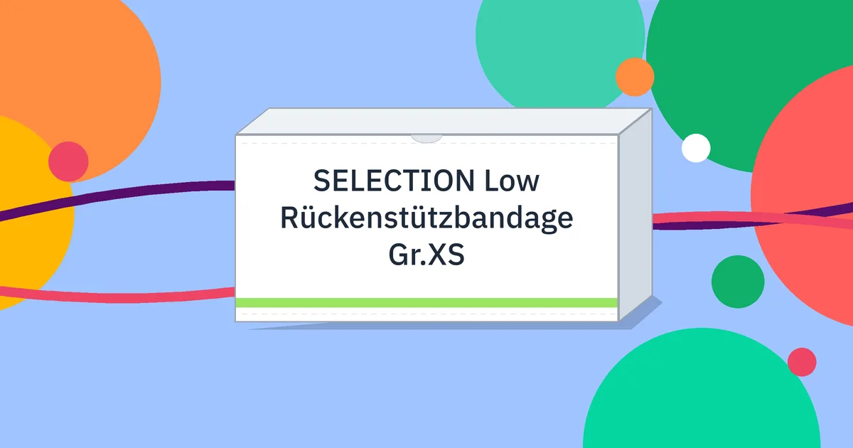 Symbolbild: Packung mit der Aufschrift SELECTION Low Rückenstützbandage Gr.XS (PZN 19133436) – Verfügbarkeit und Bezug in Apotheken in Frankfurt am Main