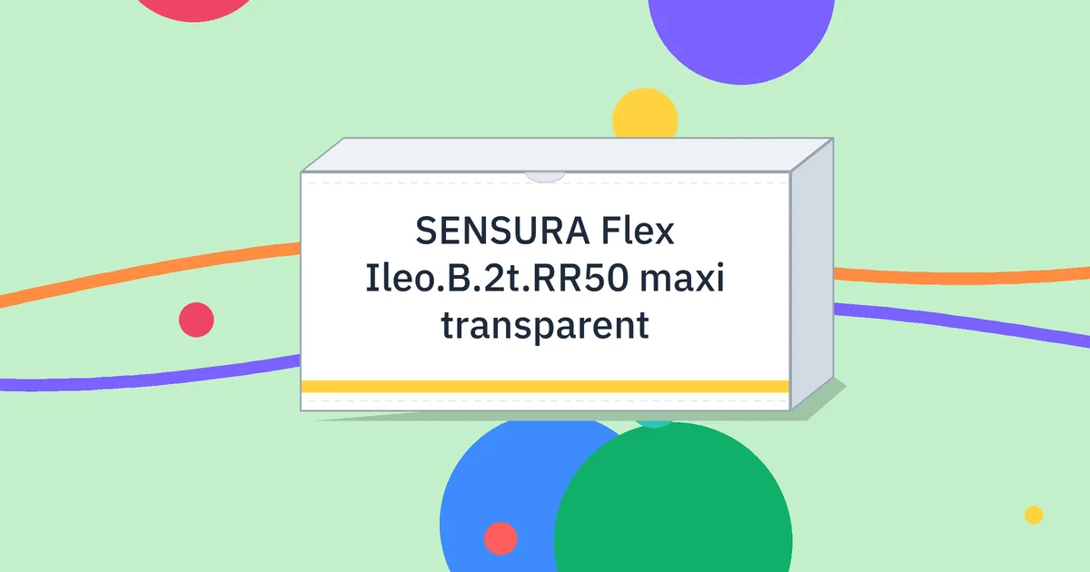 Symbolbild: Packung mit der Aufschrift SENSURA Flex Ileo.B.2t.RR50 maxi transparent (PZN 03116855) – Verfügbarkeit und Bezug in Apotheken in Frankfurt am Main