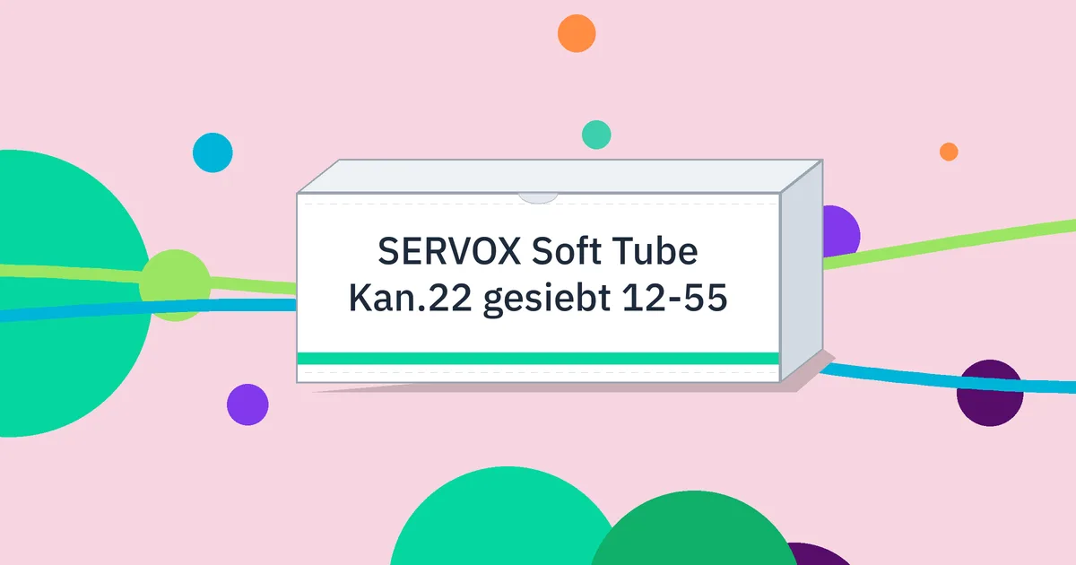 Symbolbild: Packung mit der Aufschrift SERVOX Soft Tube Kan.22 gesiebt 12-55 (PZN 07508799) – Verfügbarkeit und Bezug in Apotheken in Frankfurt am Main