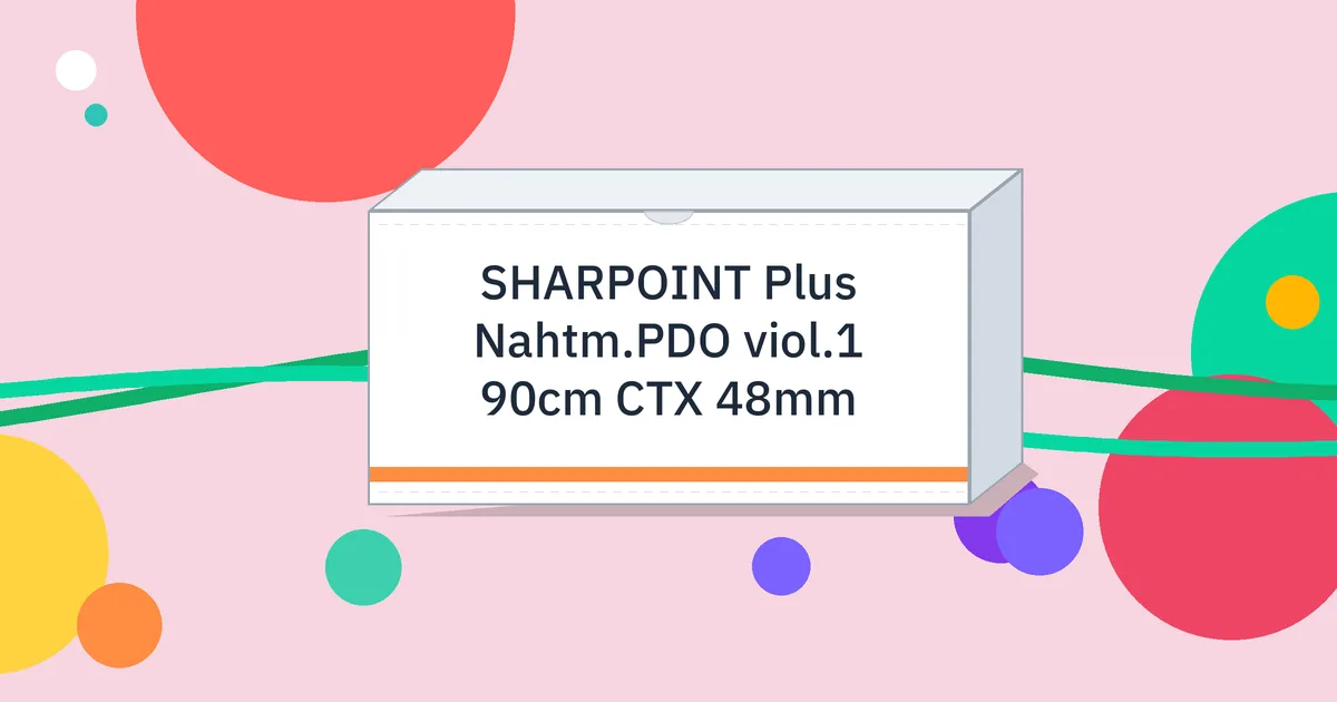 Symbolbild: Packung mit der Aufschrift SHARPOINT Plus Nahtm.PDO viol.1 90cm CTX 48mm (PZN 17994335) – Verfügbarkeit und Bezug in Apotheken in Frankfurt am Main