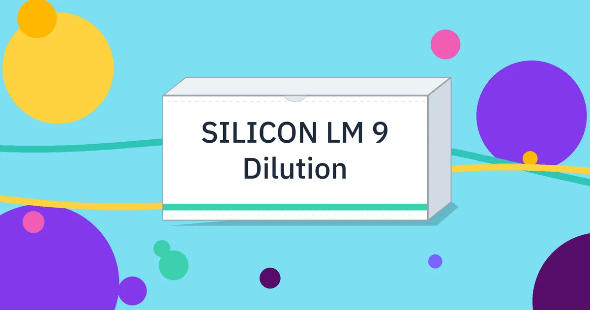 Symbolbild: Packung mit der Aufschrift SILICON LM 9 Dilution (PZN 13678057) – Verfügbarkeit und Bezug in Apotheken in Frankfurt am Main