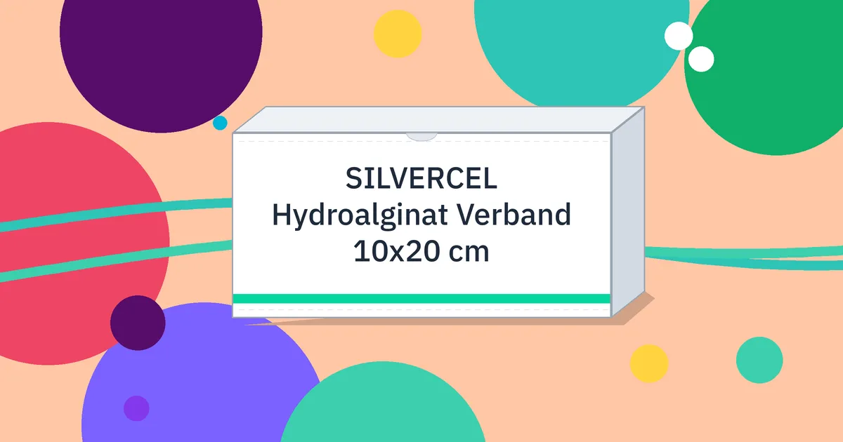Symbolbild: Packung mit der Aufschrift SILVERCEL Hydroalginat Verband 10x20 cm (PZN 04664731) – Verfügbarkeit und Bezug in Apotheken in Frankfurt am Main