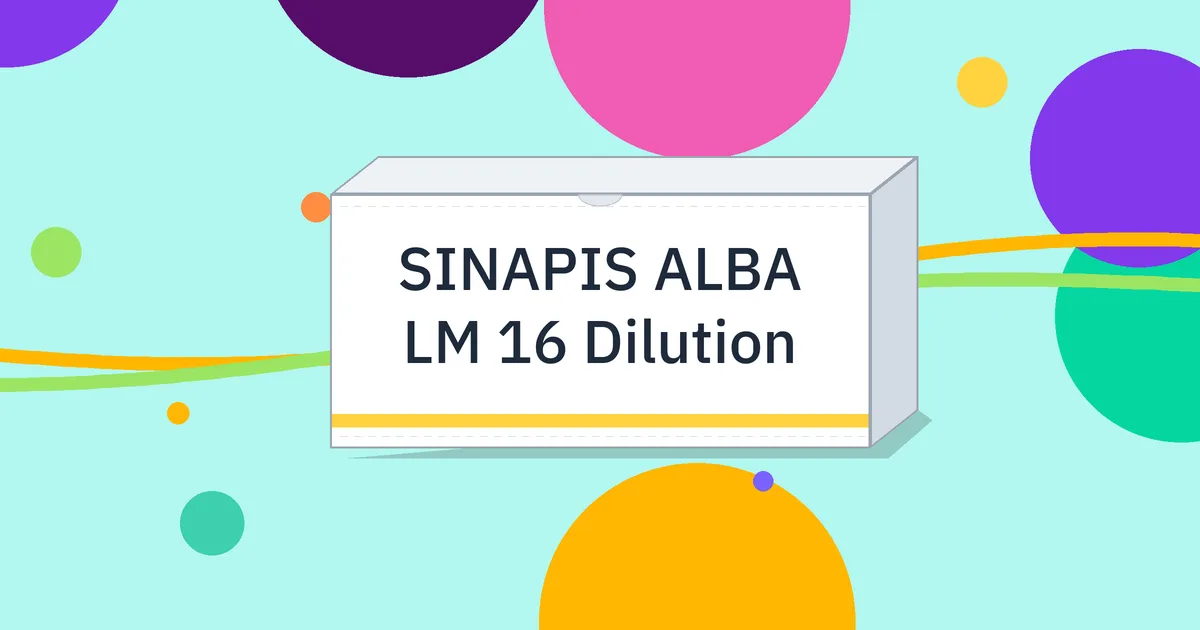 Symbolbild: Packung mit der Aufschrift SINAPIS ALBA LM 16 Dilution (PZN 13190657) – Verfügbarkeit und Bezug in Apotheken in Frankfurt am Main