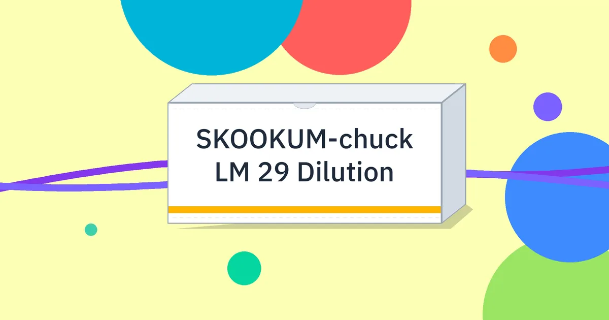 Symbolbild: Packung mit der Aufschrift SKOOKUM-chuck LM 29 Dilution (PZN 13191734) – Verfügbarkeit und Bezug in Apotheken in Frankfurt am Main