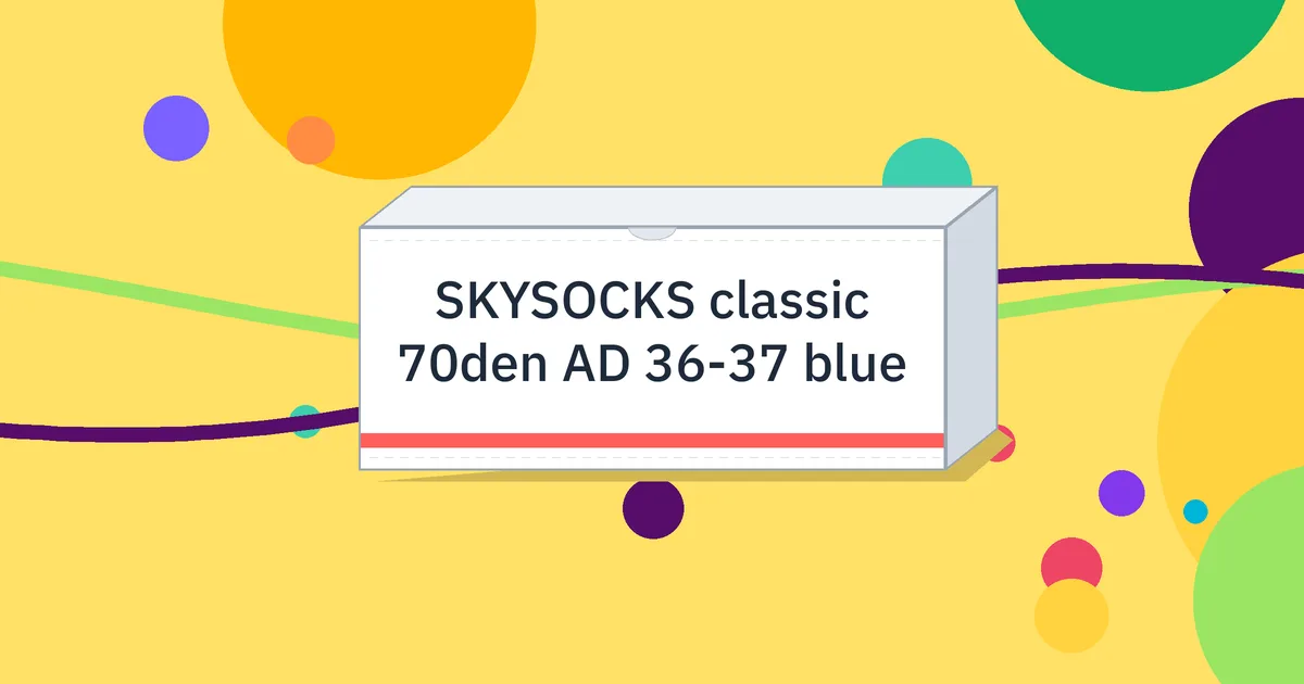 Symbolbild: Packung mit der Aufschrift SKYSOCKS classic 70den AD 36-37 blue (PZN 18664002) – Verfügbarkeit und Bezug in Apotheken in Frankfurt am Main