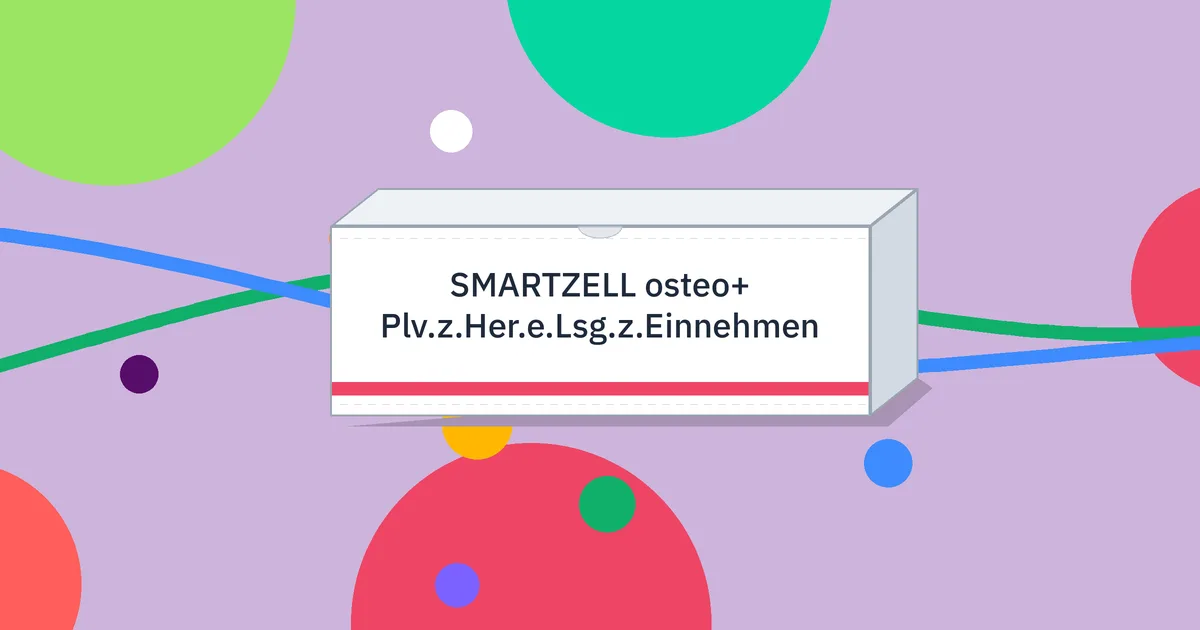 Symbolbild: Packung mit der Aufschrift SMARTZELL osteo+ Plv.z.Her.e.Lsg.z.Einnehmen (PZN 11235901) – Verfügbarkeit und Bezug in Apotheken in Frankfurt am Main