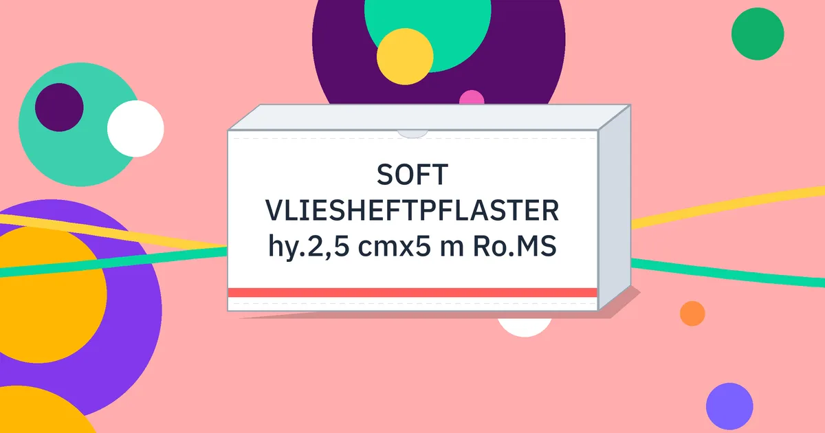 Symbolbild: Packung mit der Aufschrift SOFT VLIESHEFTPFLASTER hy.2,5 cmx5 m Ro.MS (PZN 07573070) – Verfügbarkeit und Bezug in Apotheken in Frankfurt am Main