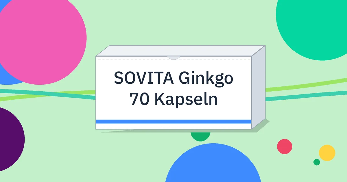 Symbolbild: Packung mit der Aufschrift SOVITA Ginkgo 70 Kapseln (PZN 14177096) – Verfügbarkeit und Bezug in Apotheken in Frankfurt am Main
