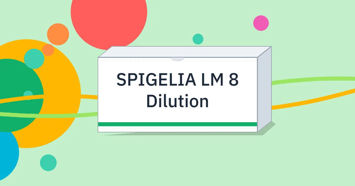 Symbolbild: Packung mit der Aufschrift SPIGELIA LM 8 Dilution (PZN 13195100) – Verfügbarkeit und Bezug in Apotheken in Frankfurt am Main