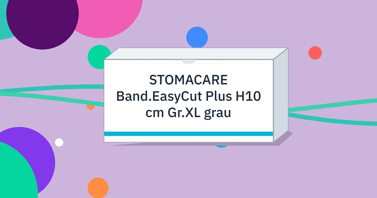 Symbolbild: Packung mit der Aufschrift STOMACARE Band.EasyCut Plus H10 cm Gr.XL grau (PZN 16314433) – Verfügbarkeit und Bezug in Apotheken in Frankfurt am Main