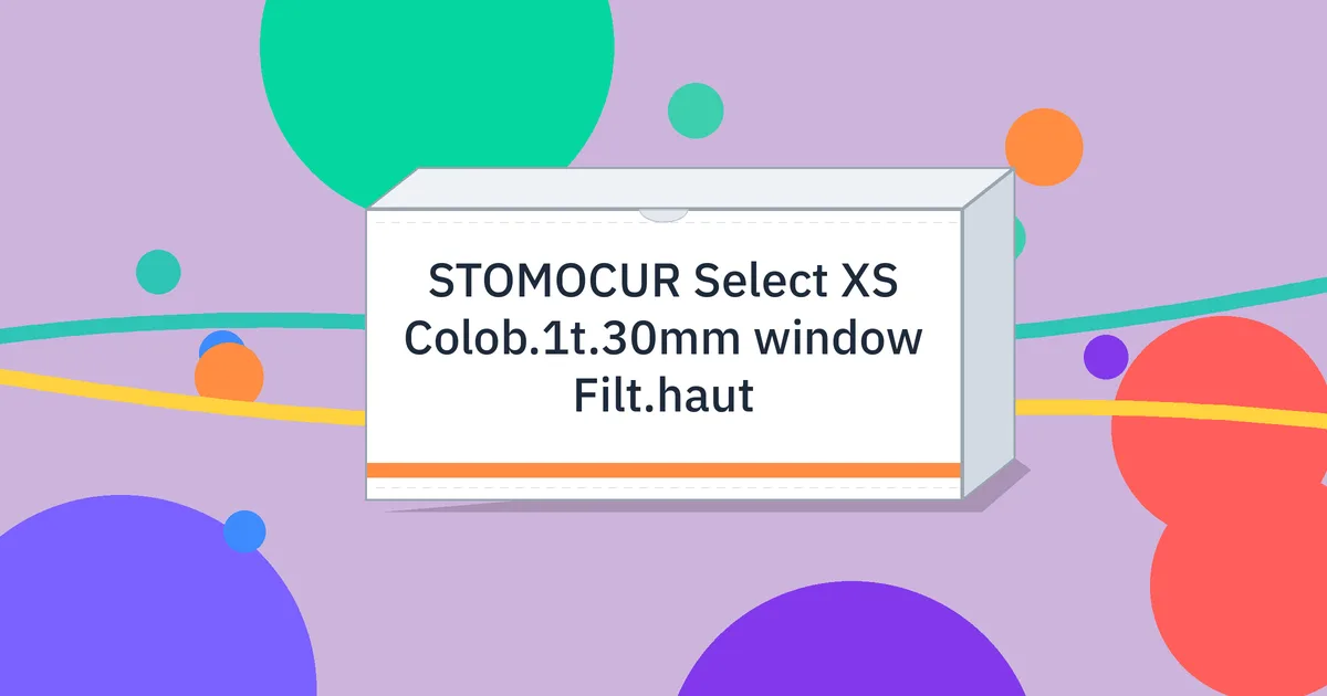 Symbolbild: Packung mit der Aufschrift STOMOCUR Select XS Colob.1t.30mm window Filt.haut (PZN 16852892) – Verfügbarkeit und Bezug in Apotheken in Frankfurt am Main