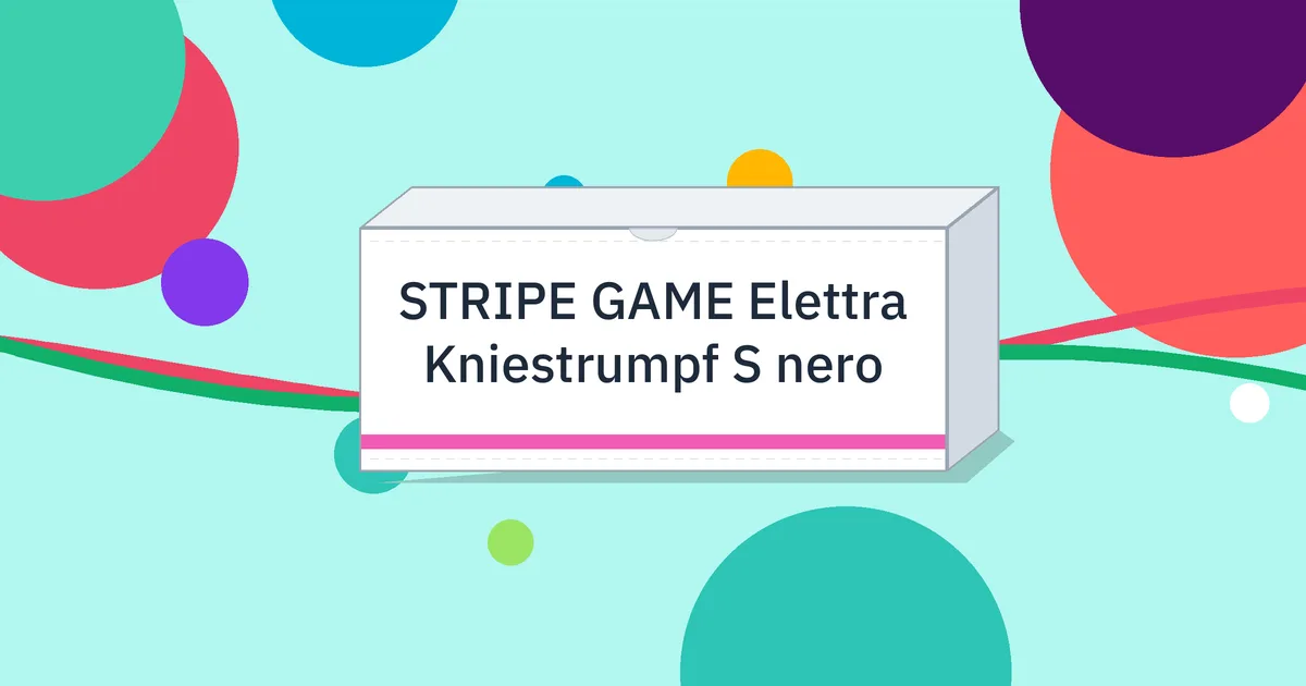 Symbolbild: Packung mit der Aufschrift STRIPE GAME Elettra Kniestrumpf S nero (PZN 20720334) – Verfügbarkeit und Bezug in Apotheken in Frankfurt am Main