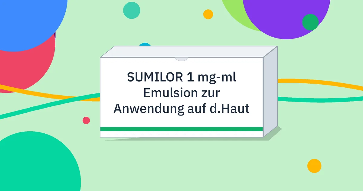 Symbolbild: Packung mit der Aufschrift SUMILOR 1 mg-ml Emulsion zur Anwendung auf d.Haut (PZN 18440403) – Verfügbarkeit und Bezug in Apotheken in Frankfurt am Main
