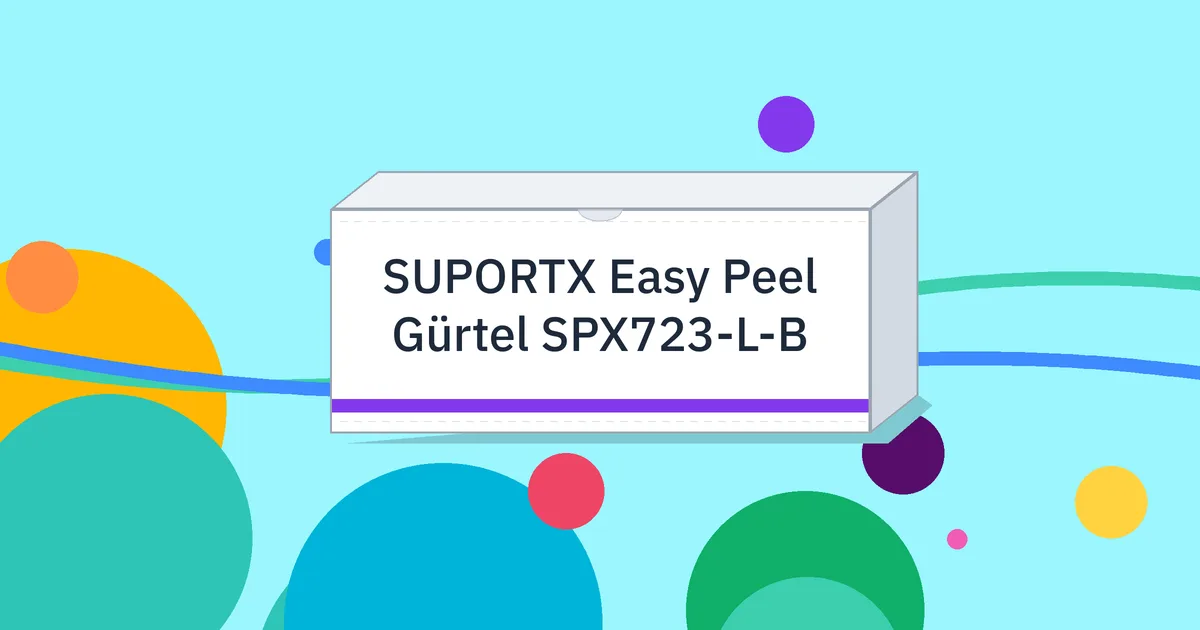 Symbolbild: Packung mit der Aufschrift SUPORTX Easy Peel Gürtel SPX723-L-B (PZN 09386633) – Verfügbarkeit und Bezug in Apotheken in Frankfurt am Main