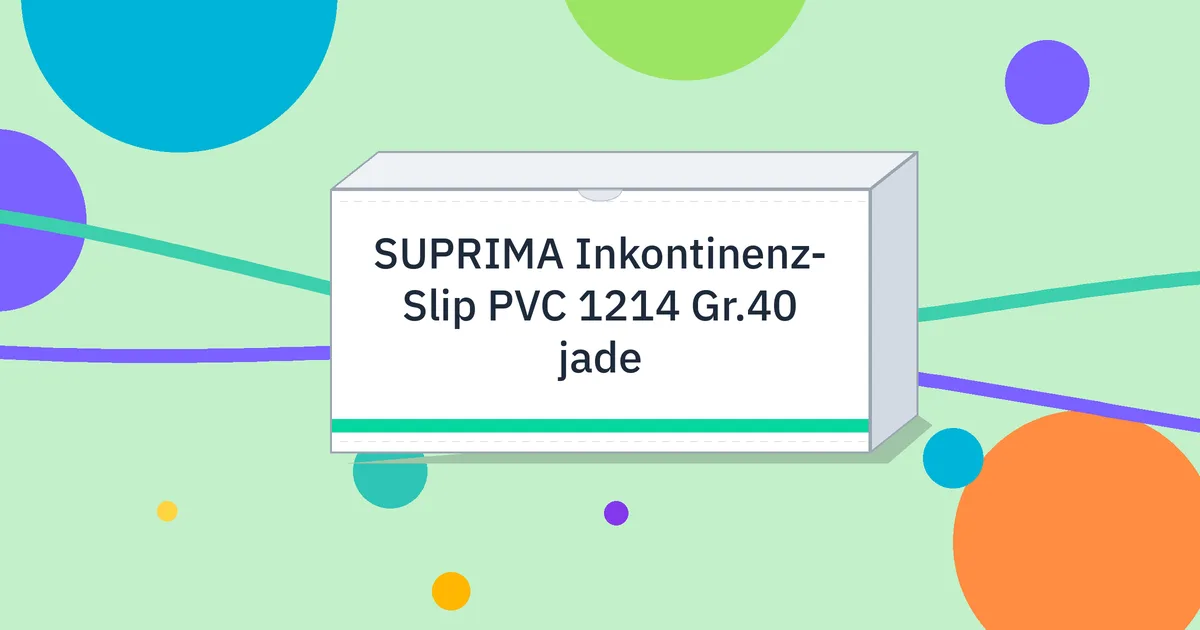 Symbolbild: Packung mit der Aufschrift SUPRIMA Inkontinenz-Slip PVC 1214 Gr.40 jade (PZN 02175695) – Verfügbarkeit und Bezug in Apotheken in Frankfurt am Main