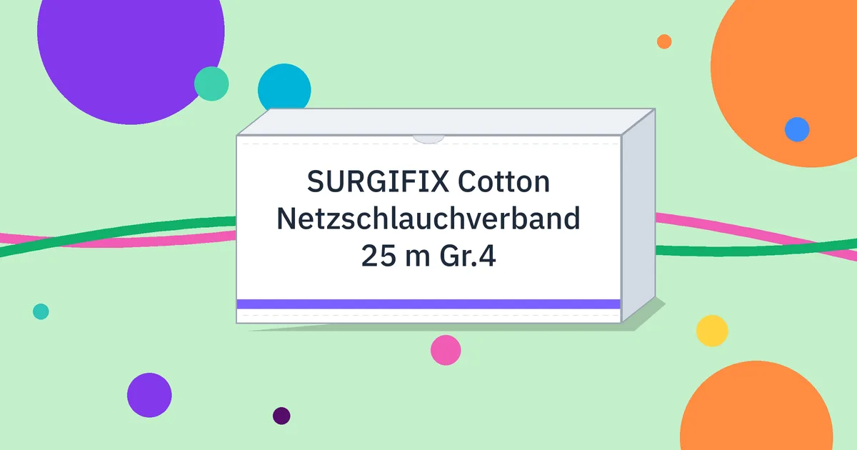 Symbolbild: Packung mit der Aufschrift SURGIFIX Cotton Netzschlauchverband 25 m Gr.4 (PZN 18386365) – Verfügbarkeit und Bezug in Apotheken in Frankfurt am Main