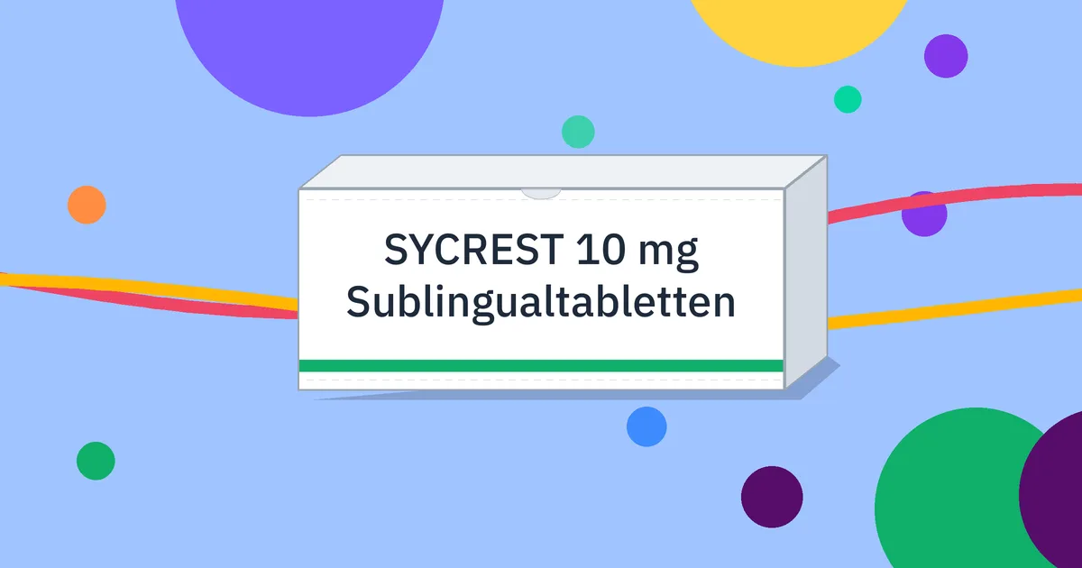 Symbolbild: Packung mit der Aufschrift SYCREST 10 mg Sublingualtabletten (PZN 07728236) – Verfügbarkeit und Bezug in Apotheken in Frankfurt am Main