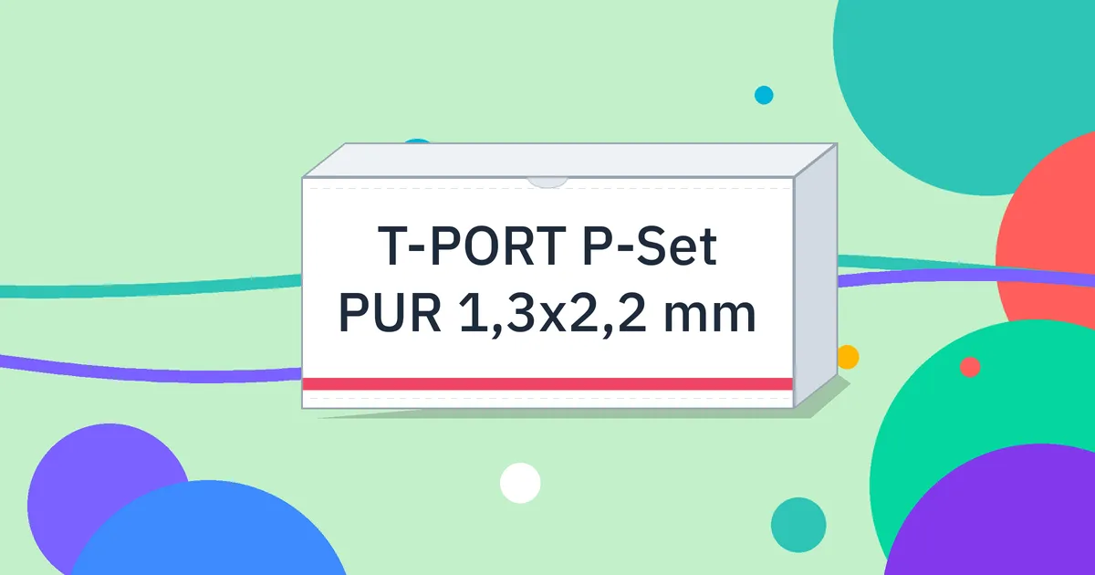 Symbolbild: Packung mit der Aufschrift T-PORT P-Set PUR 1,3x2,2 mm (PZN 17588902) – Verfügbarkeit und Bezug in Apotheken in Frankfurt am Main