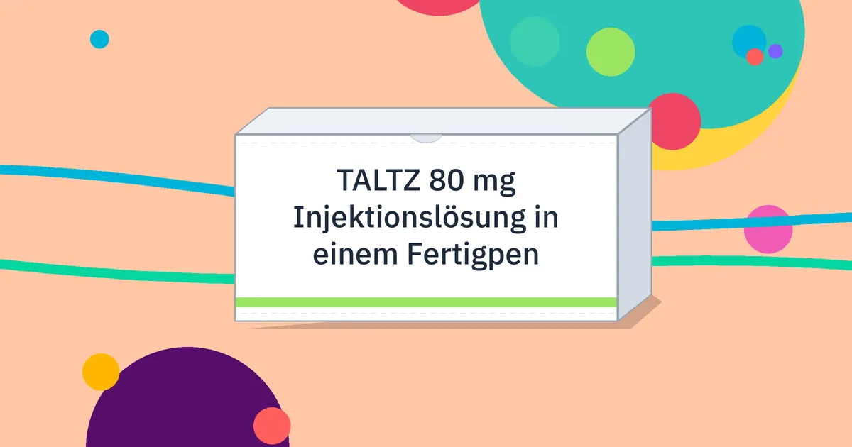 Symbolbild: Packung mit der Aufschrift TALTZ 80 mg Injektionslösung in einem Fertigpen (PZN 13584669) – Verfügbarkeit und Bezug in Apotheken in Frankfurt am Main