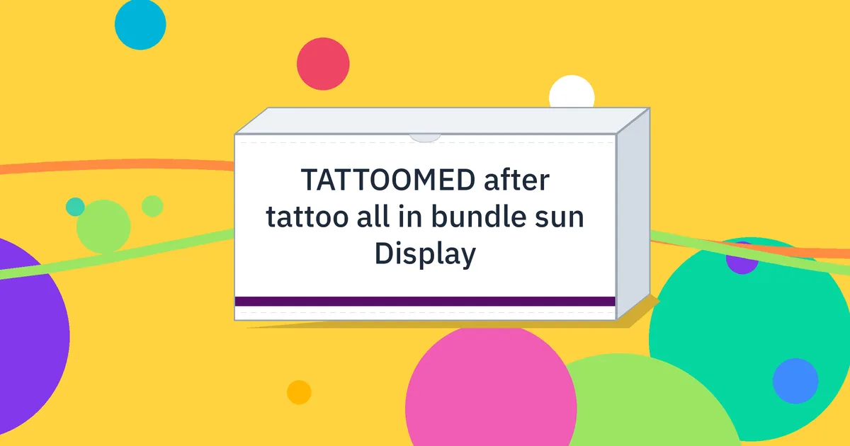 Symbolbild: Packung mit der Aufschrift TATTOOMED after tattoo all in bundle sun Display (PZN 19290182) – Verfügbarkeit und Bezug in Apotheken in Frankfurt am Main