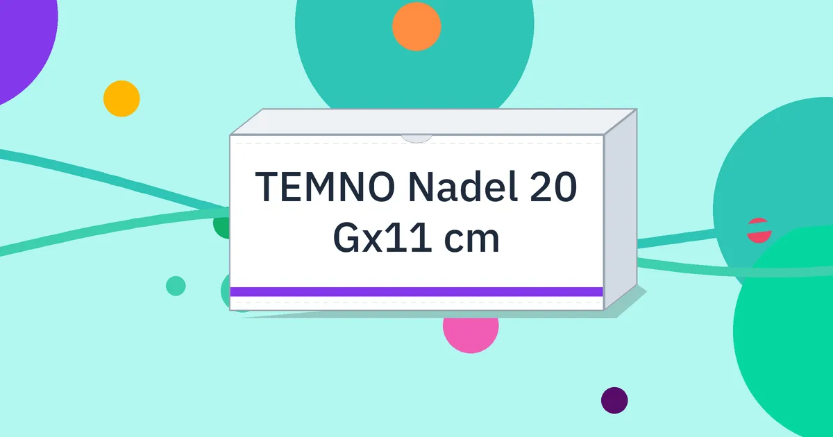 Symbolbild: Packung mit der Aufschrift TEMNO Nadel 20 Gx11 cm (PZN 18764749) – Verfügbarkeit und Bezug in Apotheken in Frankfurt am Main