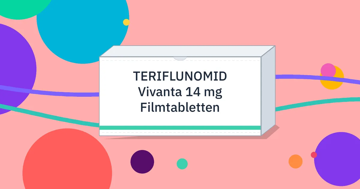 Symbolbild: Packung mit der Aufschrift TERIFLUNOMID Vivanta 14 mg Filmtabletten (PZN 19077442) – Verfügbarkeit und Bezug in Apotheken in Frankfurt am Main