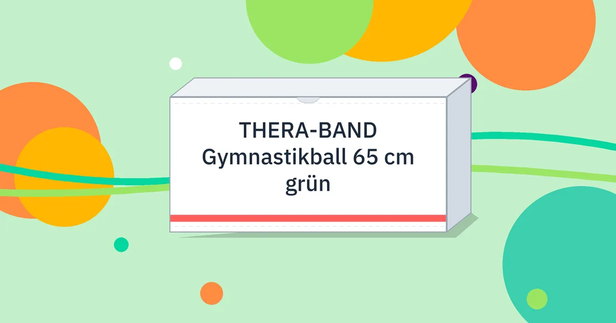 Symbolbild: Packung mit der Aufschrift THERA-BAND Gymnastikball 65 cm grün (PZN 00512616) – Verfügbarkeit und Bezug in Apotheken in Frankfurt am Main
