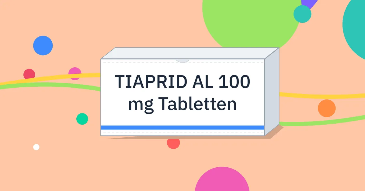 Symbolbild: Packung mit der Aufschrift TIAPRID AL 100 mg Tabletten (PZN 04408471) – Verfügbarkeit und Bezug in Apotheken in Frankfurt am Main