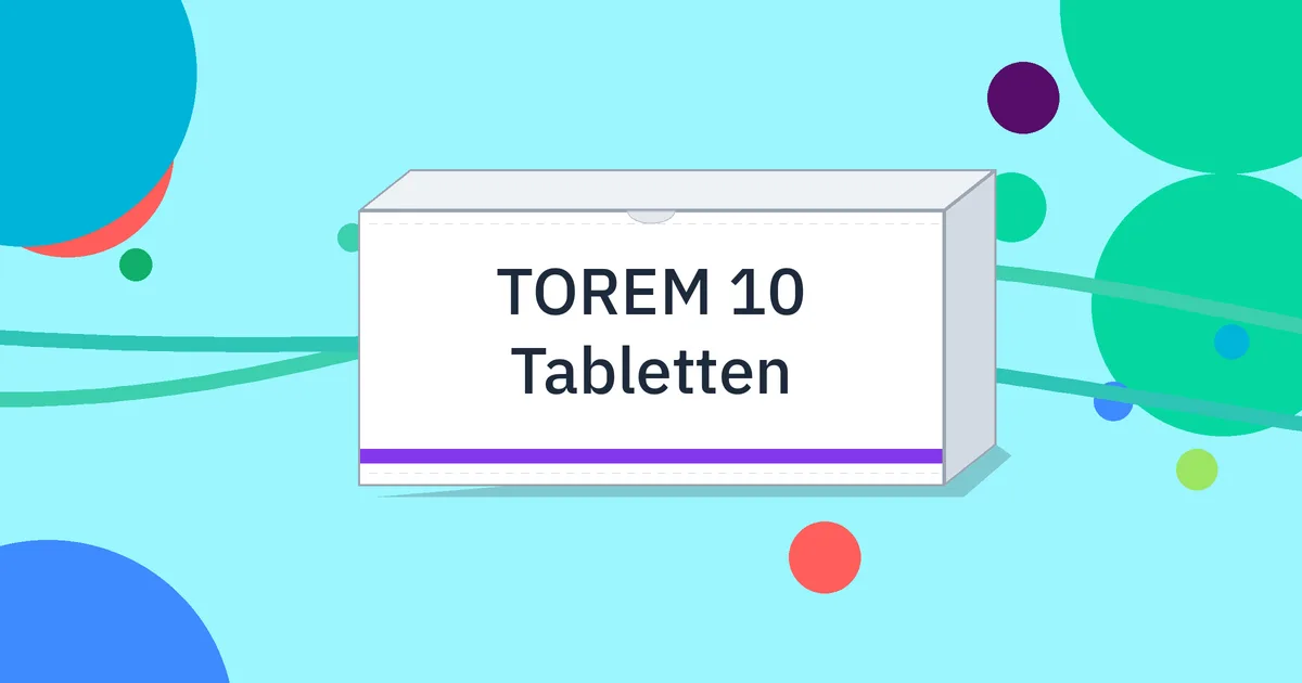 Symbolbild: Packung mit der Aufschrift TOREM 10 Tabletten (PZN 04927099) – Verfügbarkeit und Bezug in Apotheken in Frankfurt am Main