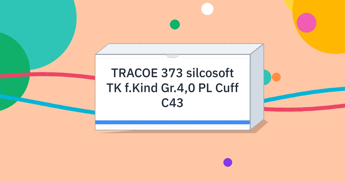 Symbolbild: Packung mit der Aufschrift TRACOE 373 silcosoft TK f.Kind Gr.4,0 PL Cuff C43 (PZN 14317226) – Verfügbarkeit und Bezug in Apotheken in Frankfurt am Main