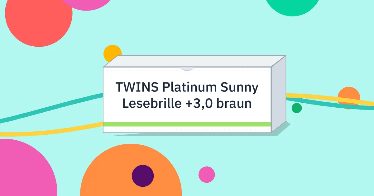 Symbolbild: Packung mit der Aufschrift TWINS Platinum Sunny Lesebrille +3,0 braun (PZN 13344043) – Verfügbarkeit und Bezug in Apotheken in Frankfurt am Main