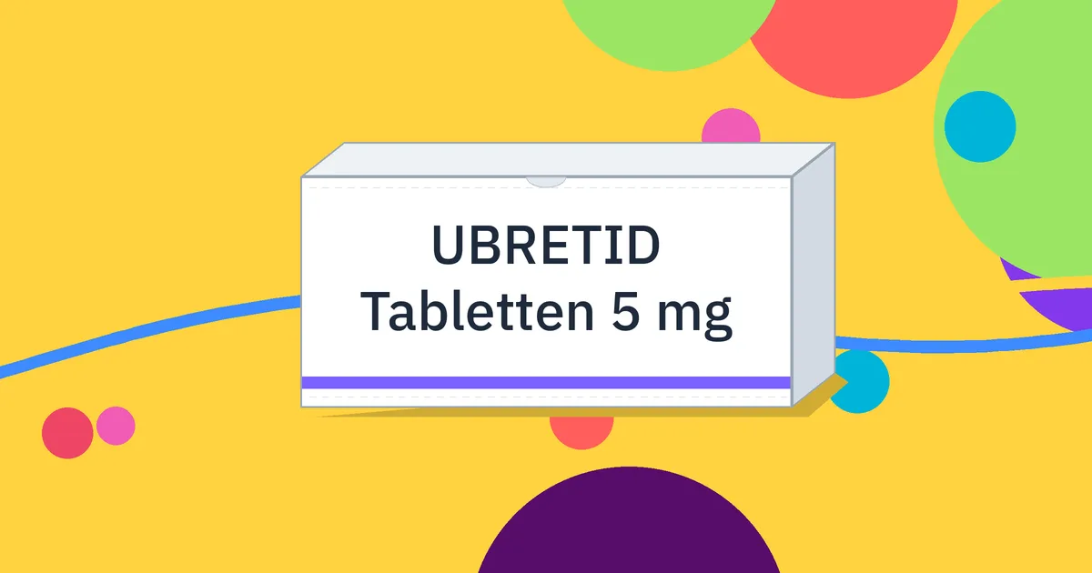 Symbolbild: Packung mit der Aufschrift UBRETID Tabletten 5 mg (PZN 18909811) – Verfügbarkeit und Bezug in Apotheken in Frankfurt am Main