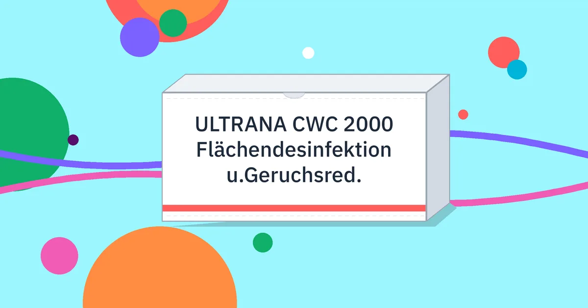 Symbolbild: Packung mit der Aufschrift ULTRANA CWC 2000 Flächendesinfektion u.Geruchsred. (PZN 12469050) – Verfügbarkeit und Bezug in Apotheken in Frankfurt am Main