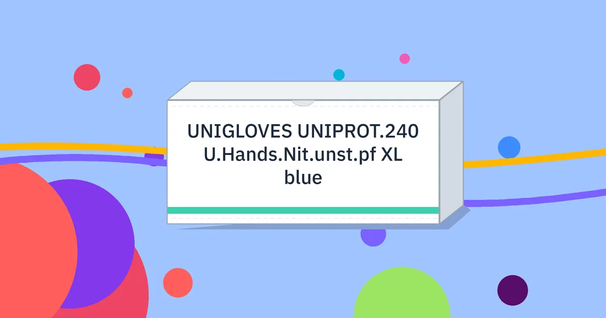 Symbolbild: Packung mit der Aufschrift UNIGLOVES UNIPROT.240 U.Hands.Nit.unst.pf XL blue (PZN 18101894) – Verfügbarkeit und Bezug in Apotheken in Frankfurt am Main