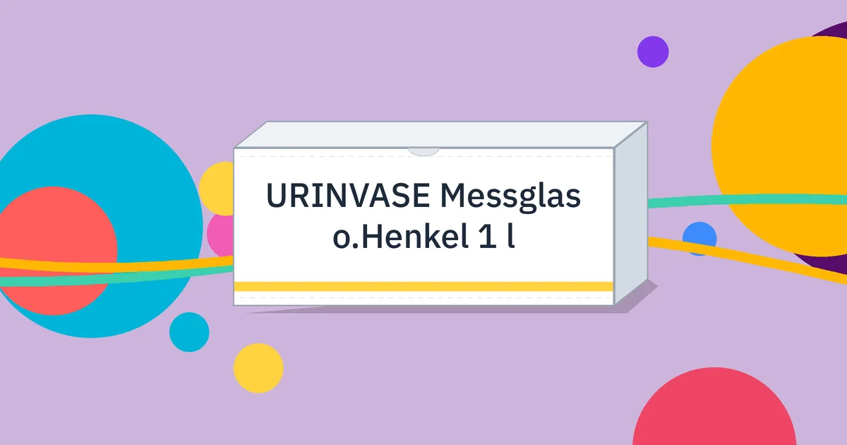Symbolbild: Packung mit der Aufschrift URINVASE Messglas o.Henkel 1 l (PZN 01979115) – Verfügbarkeit und Bezug in Apotheken in Frankfurt am Main