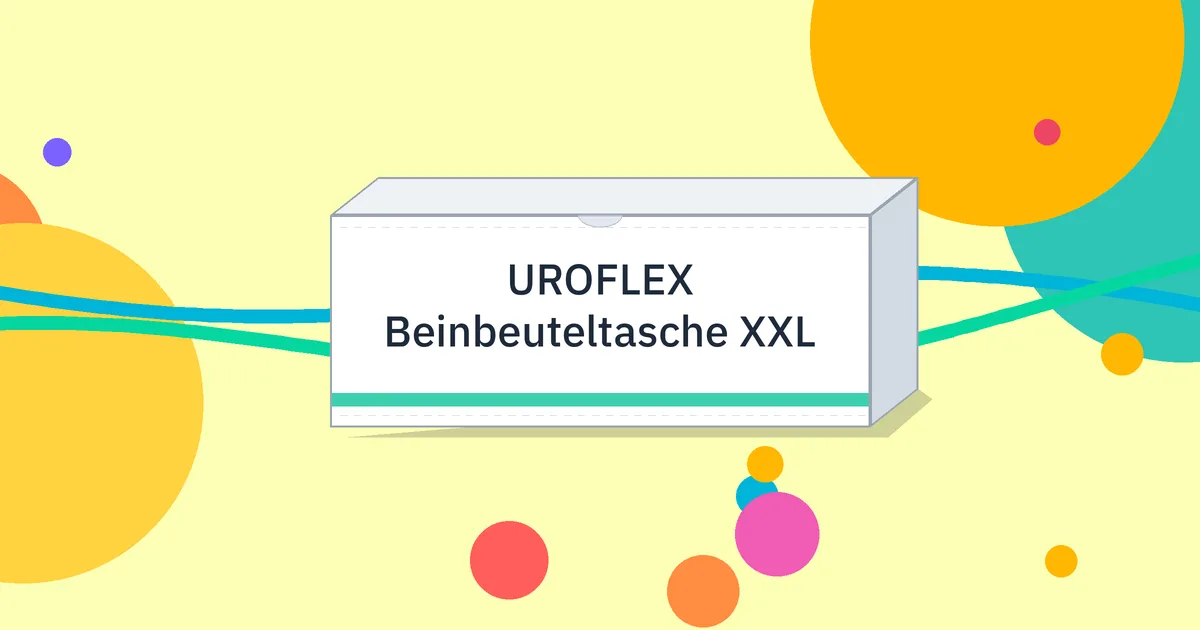 Symbolbild: Packung mit der Aufschrift UROFLEX Beinbeuteltasche XXL (PZN 19895821) – Verfügbarkeit und Bezug in Apotheken in Frankfurt am Main