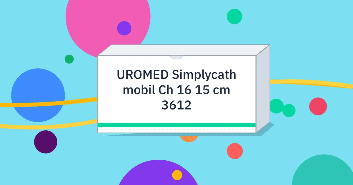 Symbolbild: Packung mit der Aufschrift UROMED Simplycath mobil Ch 16 15 cm 3612 (PZN 11515196) – Verfügbarkeit und Bezug in Apotheken in Frankfurt am Main