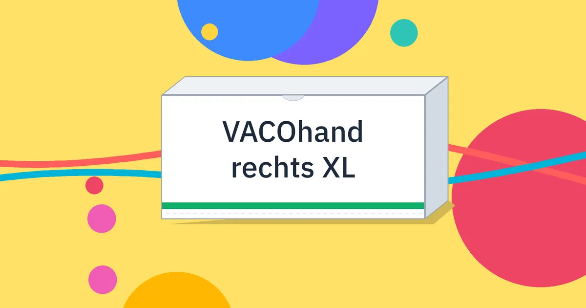 Symbolbild: Packung mit der Aufschrift VACOhand rechts XL (PZN 03158919) – Verfügbarkeit und Bezug in Apotheken in Frankfurt am Main
