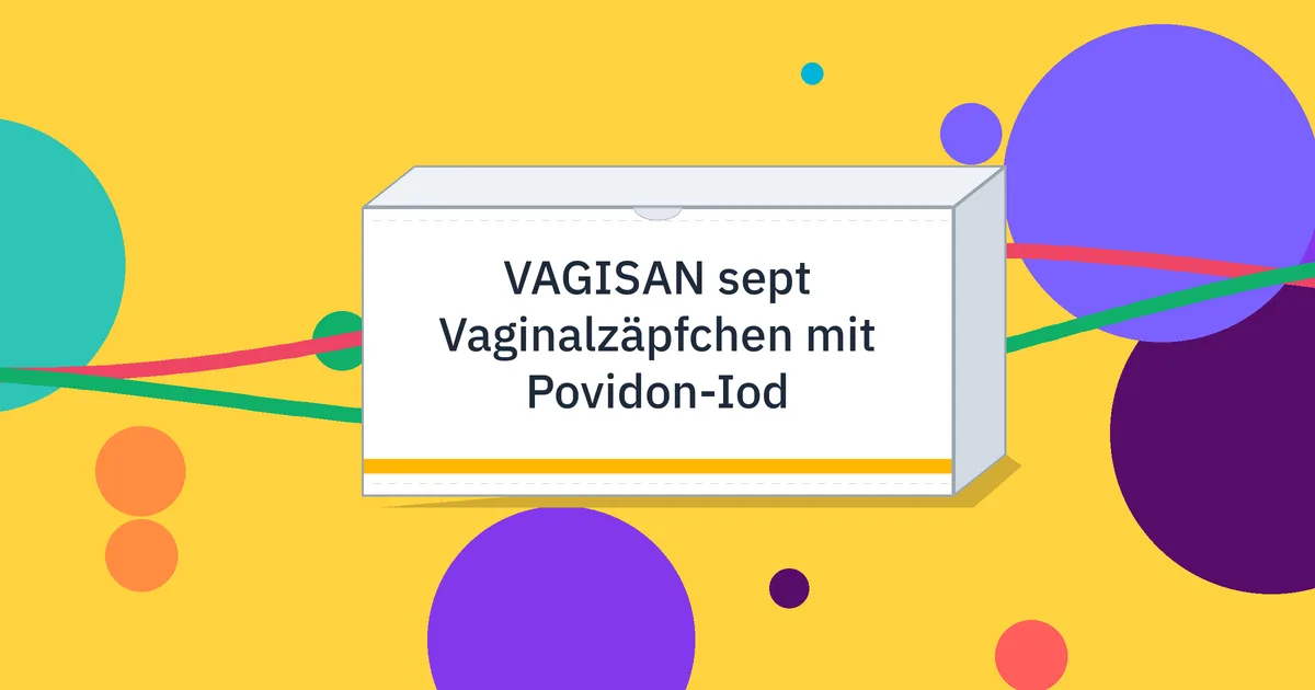 Symbolbild: Packung mit der Aufschrift VAGISAN sept Vaginalzäpfchen mit Povidon-Iod (PZN 16930882) – Verfügbarkeit und Bezug in Apotheken in Frankfurt am Main